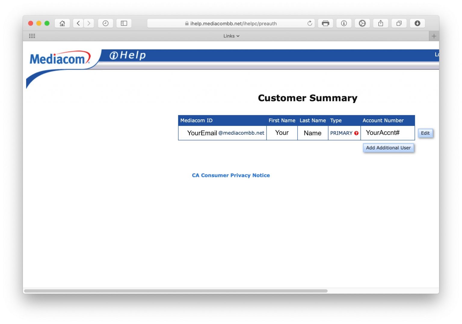 How to change your Mediacom account password. – Resources For Life