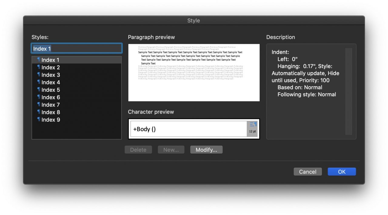 Microsoft Word Index Formats – Resources For Life