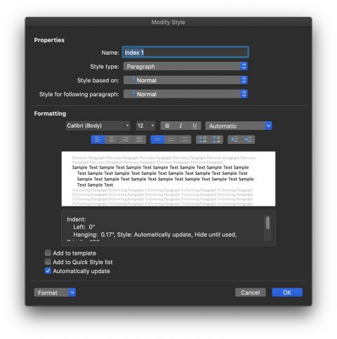 Microsoft Word Index Formats – Resources For Life