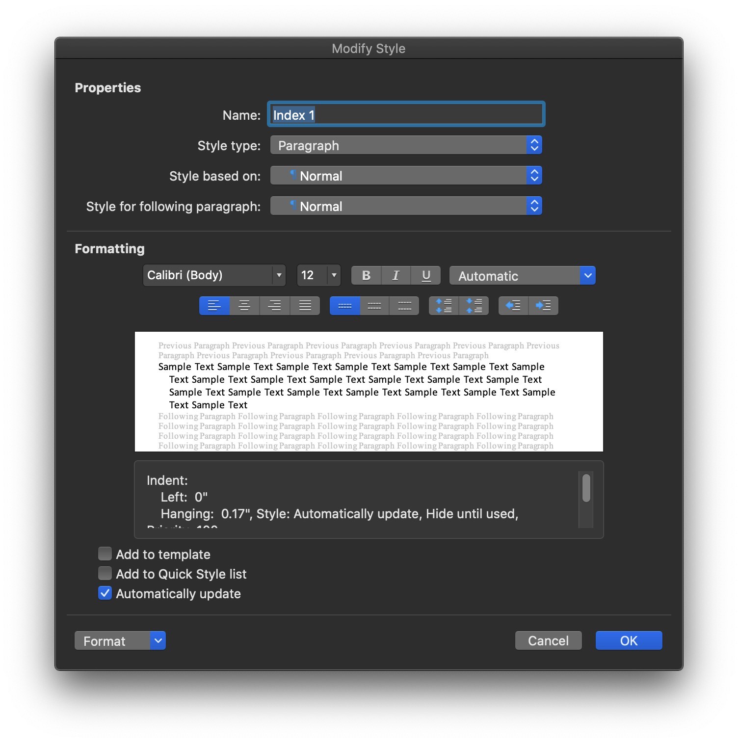 Microsoft Word Index Formats – Resources For Life